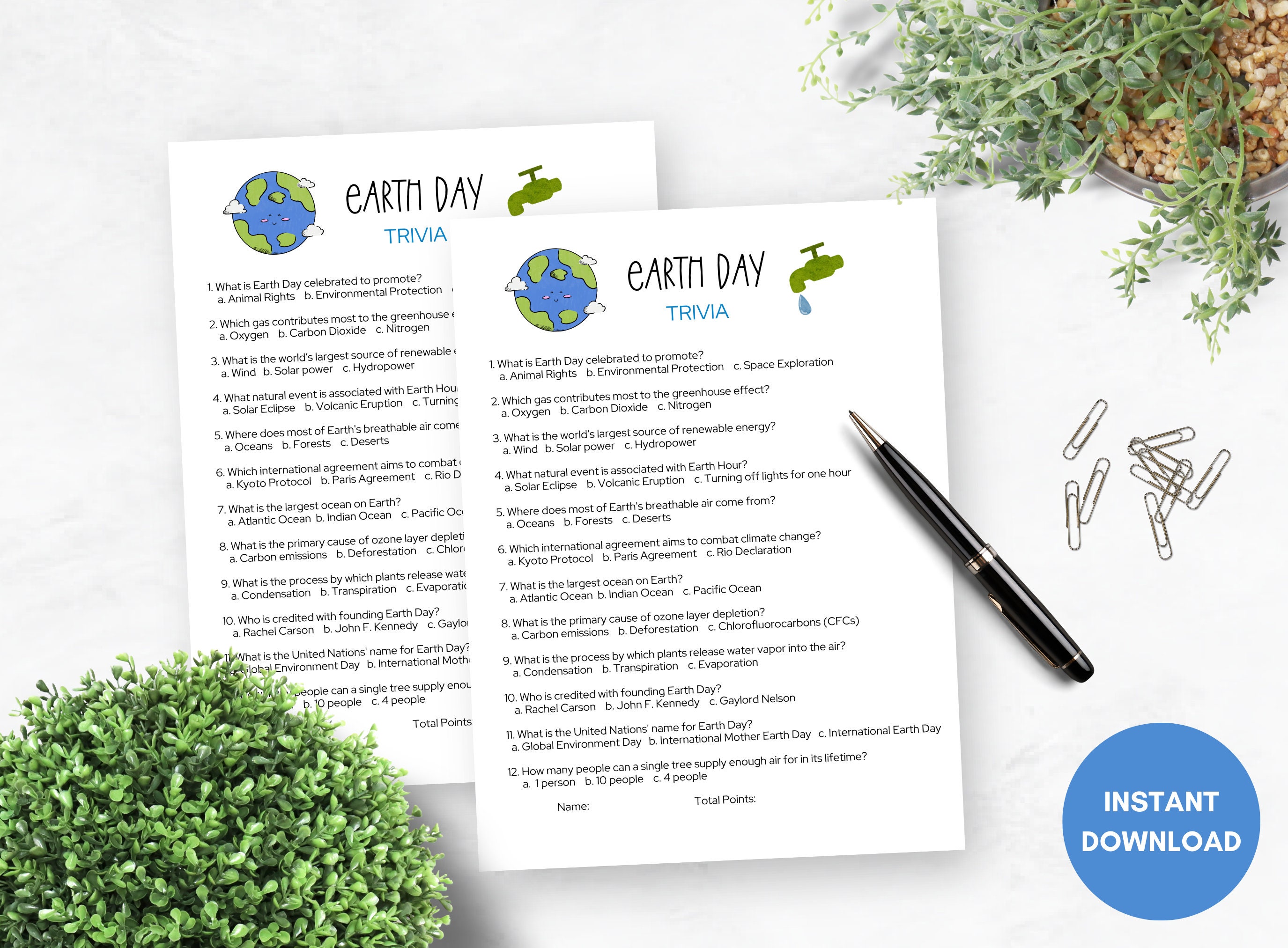Earth Day Trivia, Printable Earth Day Game, Fun Earth Day Activity ...