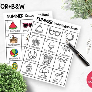 Summer Scavenger Hunt, Printable Outdoor Scavenger Hunt, Kids Scavenger ...