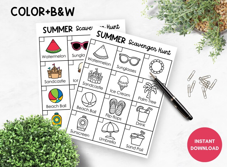 Summer Scavenger Hunt, Printable Outdoor Scavenger Hunt, Kids Scavenger ...