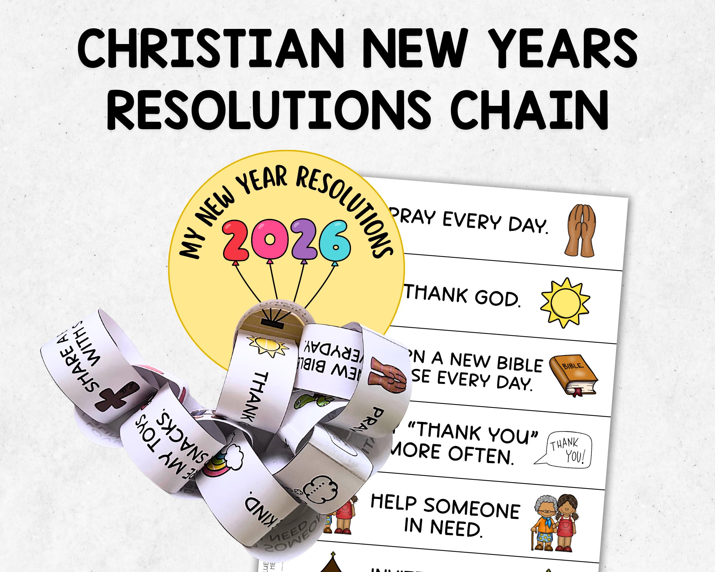 Christian New Year Resolutions, 2026 Resolutions Paper Chain Garland ...