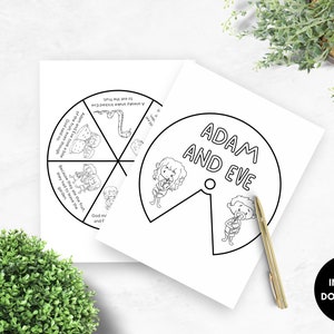 Adam and Eve, Printable Bible Coloring Wheel, Sunday School Craft, Kids ...