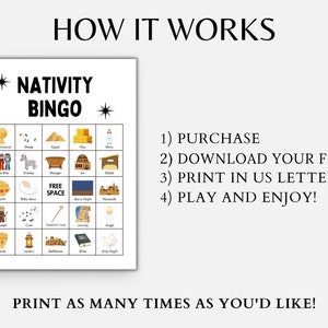 Nativity Christmas Bingo Game, 50 Christmas Bingo Cards, Printable ...