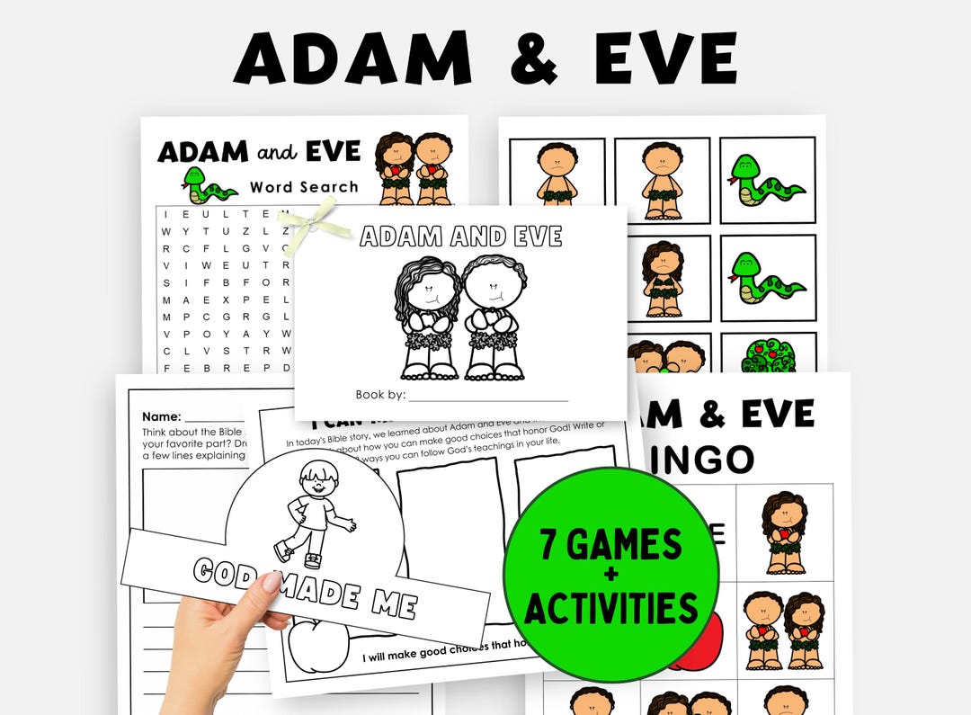 Adam and Eve Bible Story Games and Activities, Printable Genesis Sunday ...