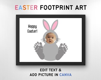 Easter Bunny Footprint Craft Printable Baby First Easter Handprint Art ...