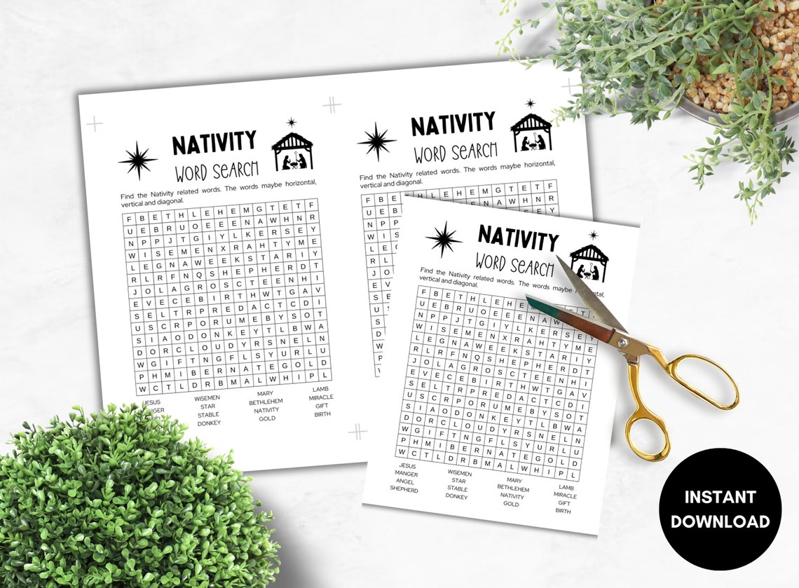 Printable Nativity Word Search, Youth Group Game, Christian Christmas ...