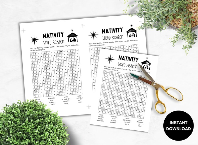 Printable Nativity Word Search, Youth Group Game, Christian Christmas ...