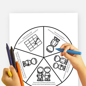David and Jonathan, Printable Bible Coloring Wheel, Sunday School Craft ...