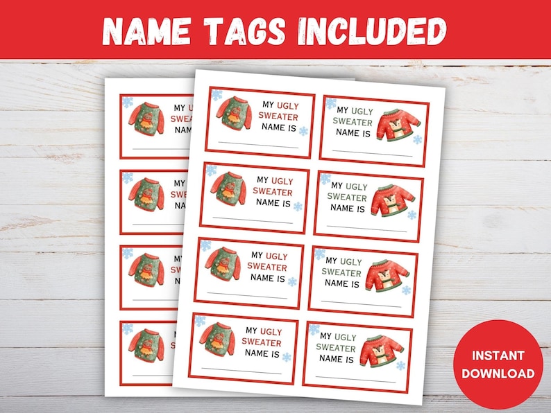 What's Your Ugly Sweater Name, Printable Christmas Party Game for Kids ...