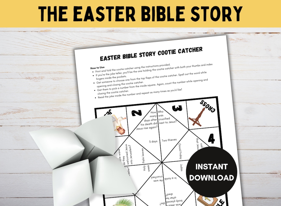 Easter Bible Story Cootie Catcher, Printable Cootie Catcher, Sunday ...