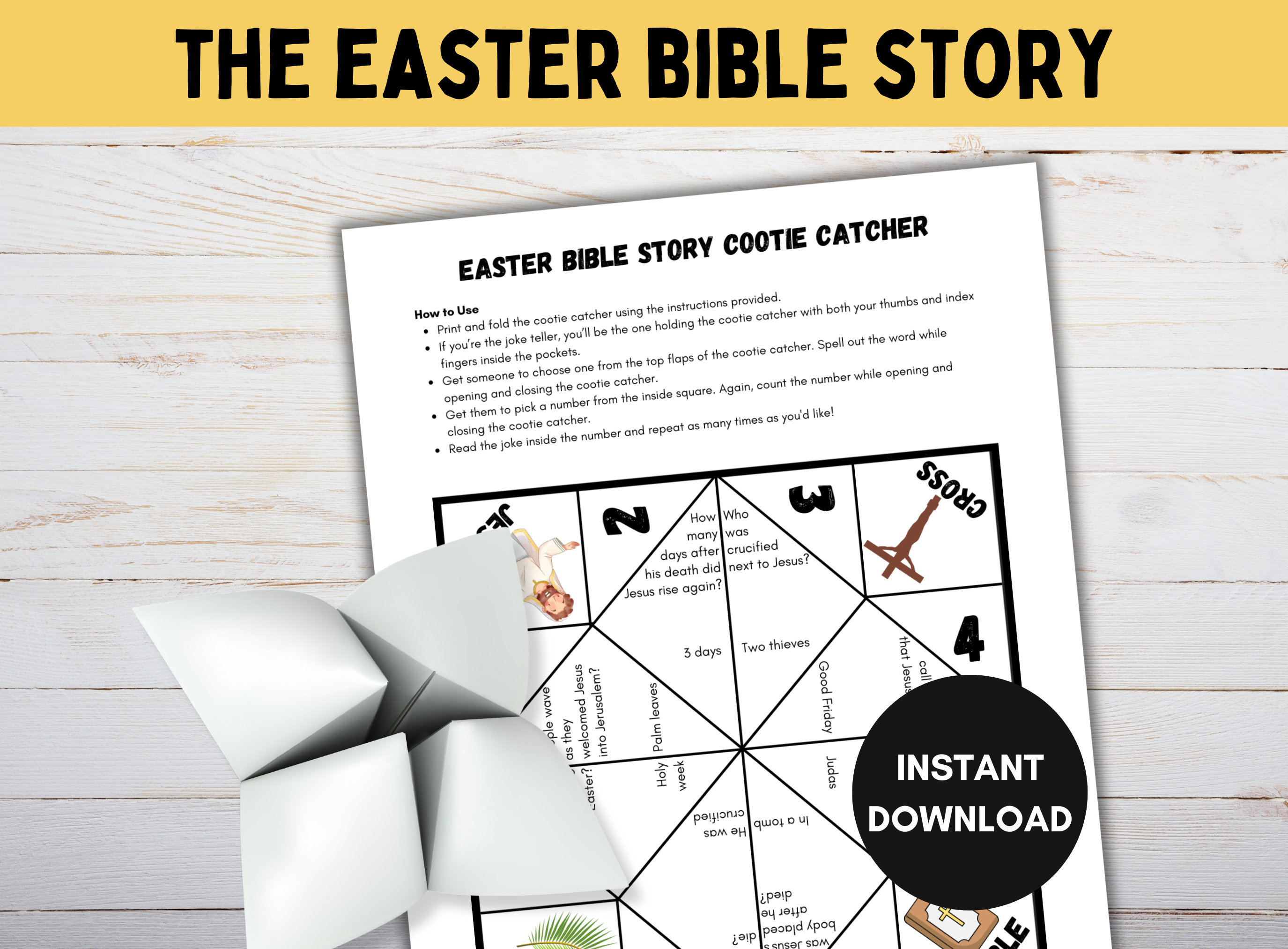 Easter Bible Story Cootie Catcher, Printable Cootie Catcher, Sunday ...