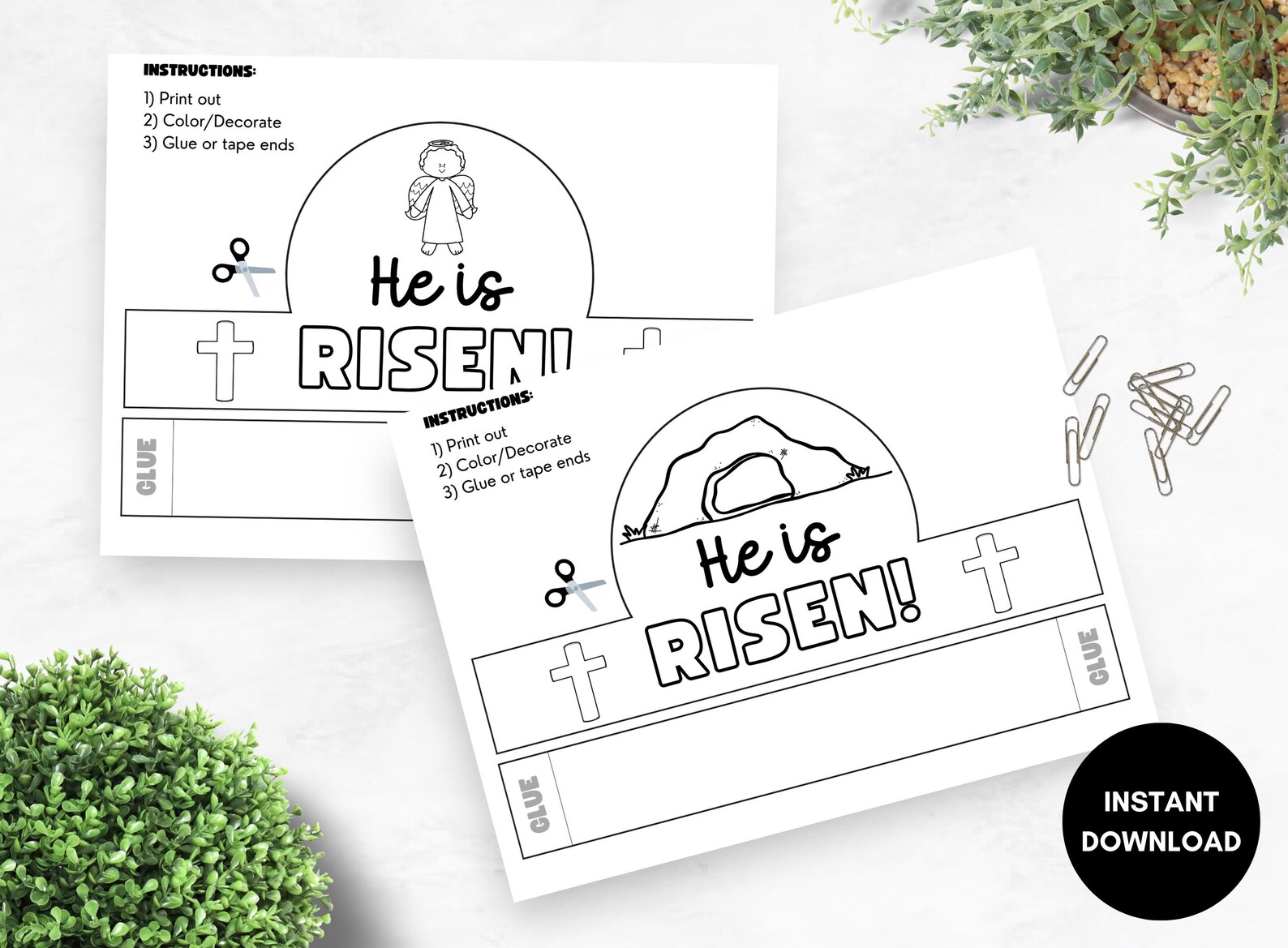 He is Risen Bible Crown, Printable Faith Crown, Sunday School Craft ...