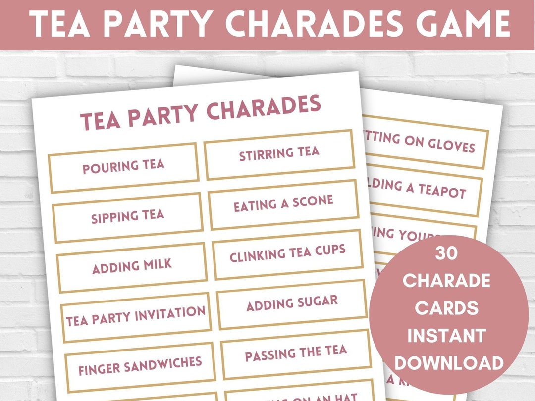 Tea Party Charades, Printable Charades Game, Tea Party Games, Tea Party ...