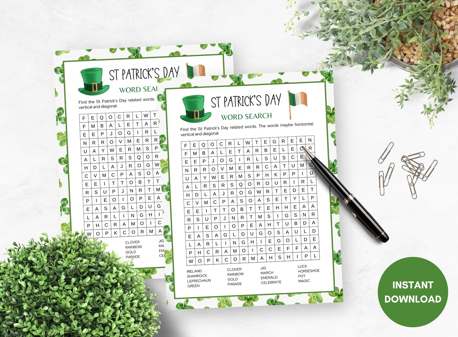 St Patricks Day Word Search, Fun St Paddys Activity for Kids and Adults ...