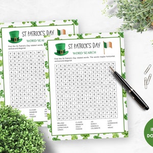 St Patricks Day Word Search, Fun St Paddys Activity for Kids and Adults ...