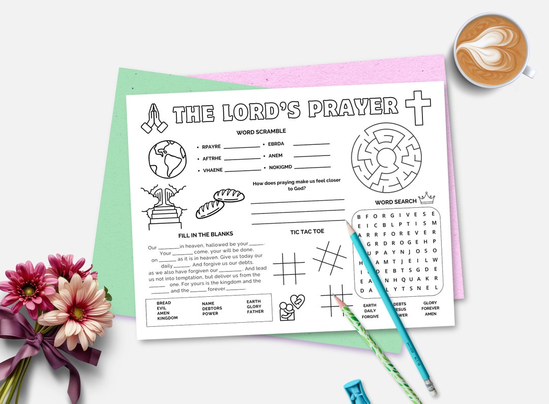 The Lord’s Prayer NIV , Printable Bible Activity Placemat, Sunday ...