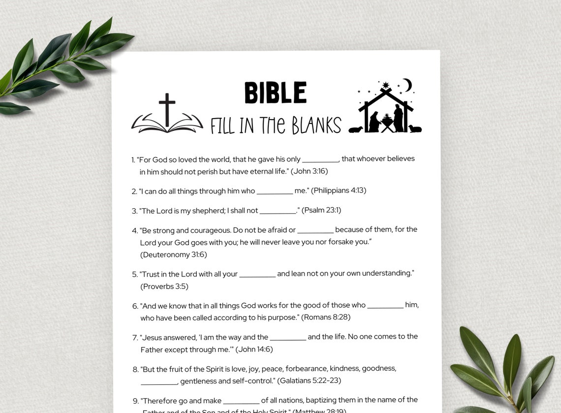 Printable Bible Fill in the Blanks, Bible Games, Fun Christian Youth ...