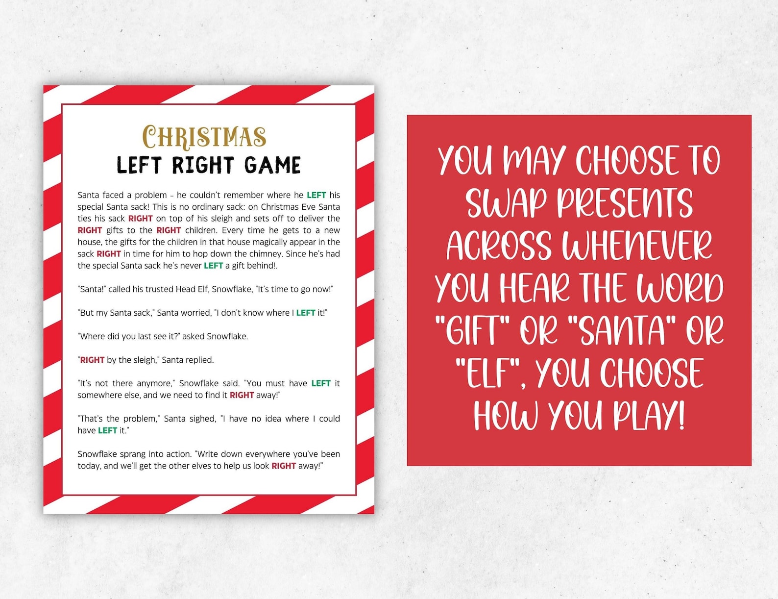 Christmas Left Right Game, Gift Exchange Game, Christmas Party Game ...