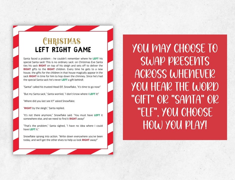 Christmas Left Right Game, Gift Exchange Game, Christmas Party Game ...