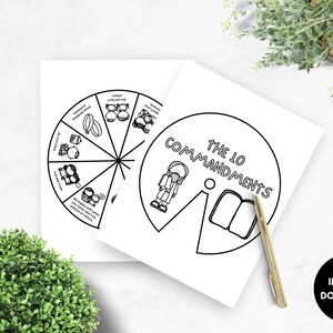 10 Commandments, Printable Bible Coloring Wheel, Sunday School Craft ...