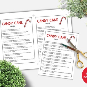 Candy Cane Trivia, Printable Christmas Food Trivia, Holiday Party Game ...