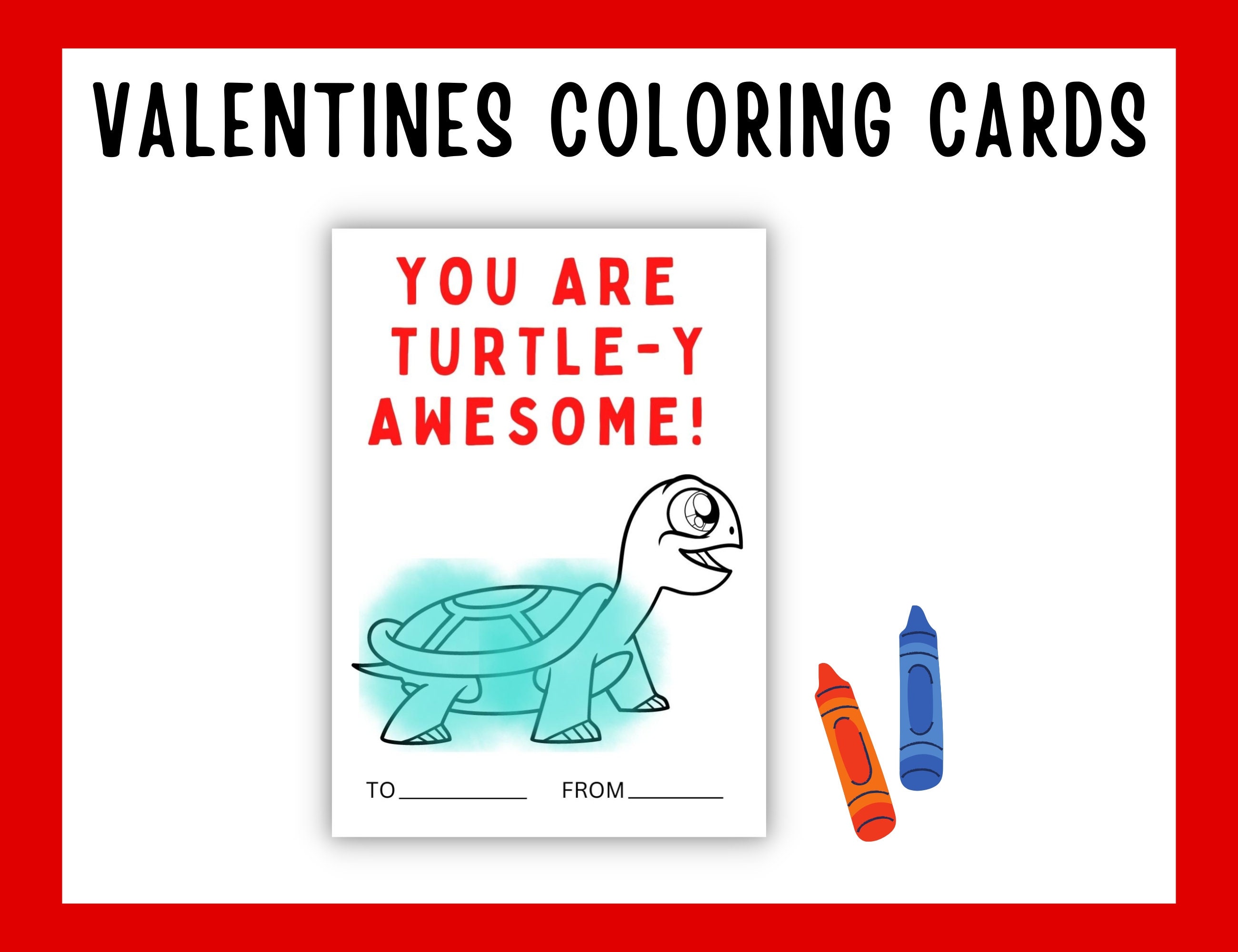 Animal Valentines, Printable Valentine Day Cards for Kids, Coloring ...