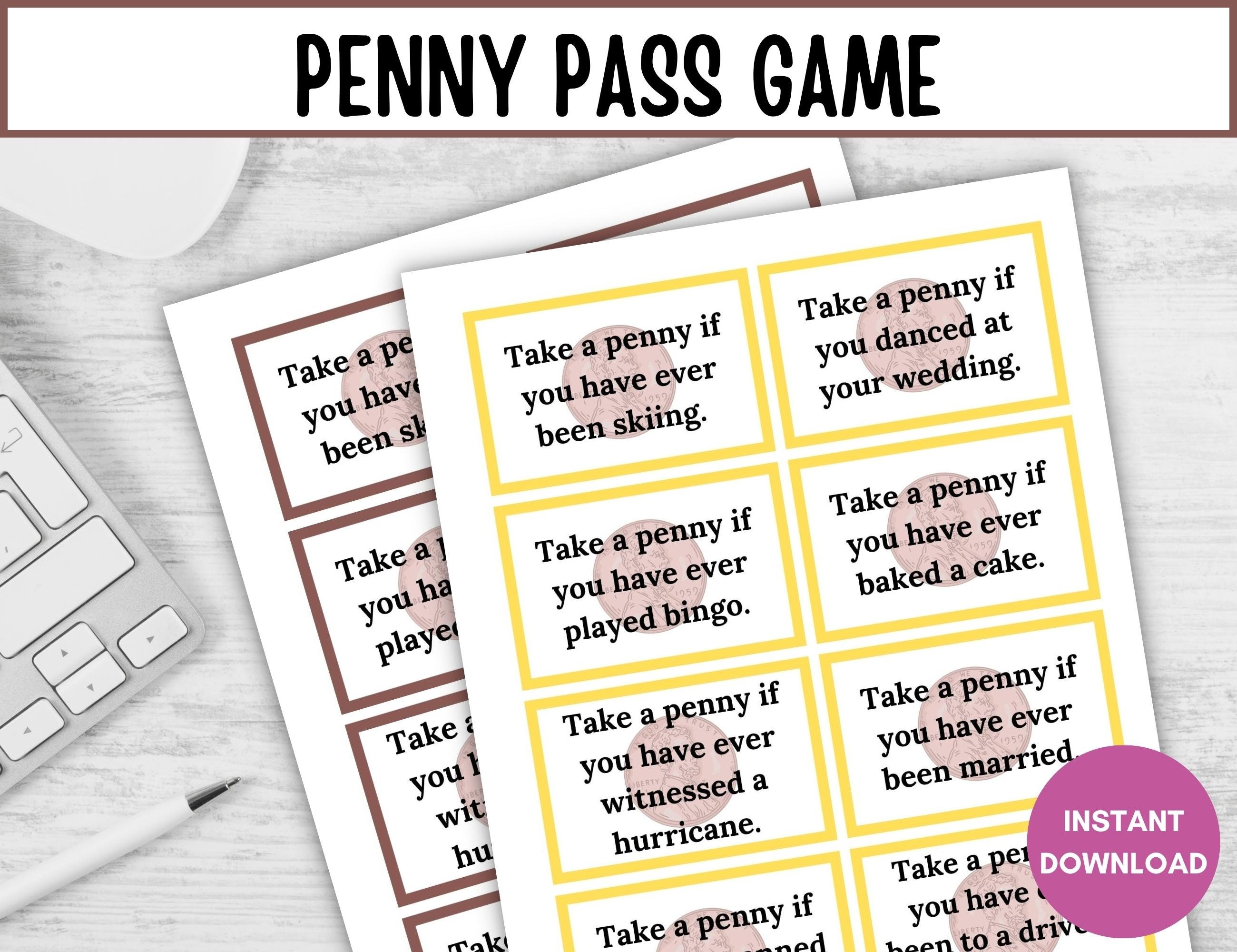 Pass the Penny Game 24 Prefilled Cards, Memory Game, Alzheimers ...