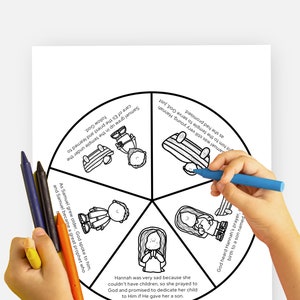 Hannah and Samuel, Printable Bible Coloring Wheel, Sunday School Craft ...