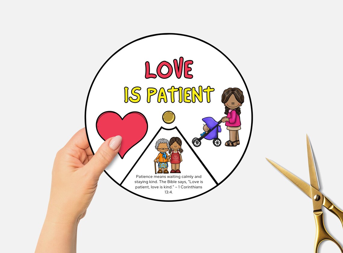 Love is Patient, Printable Bible Coloring Wheel, Valentines Day Sunday ...