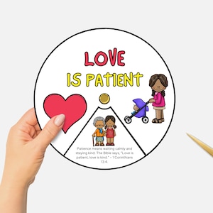 Love is Patient, Printable Bible Coloring Wheel, Valentines Day Sunday ...