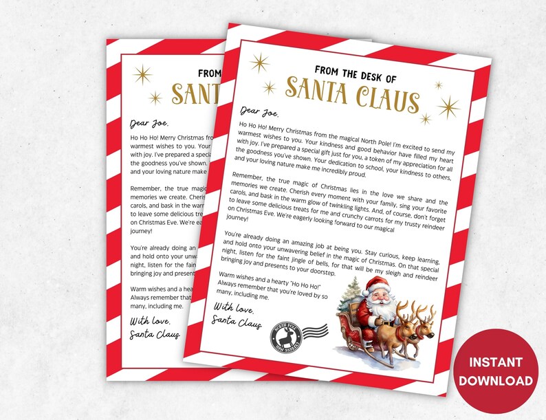 Editable Santa Letters, Personalized Santa Letter, Letter From Santa ...