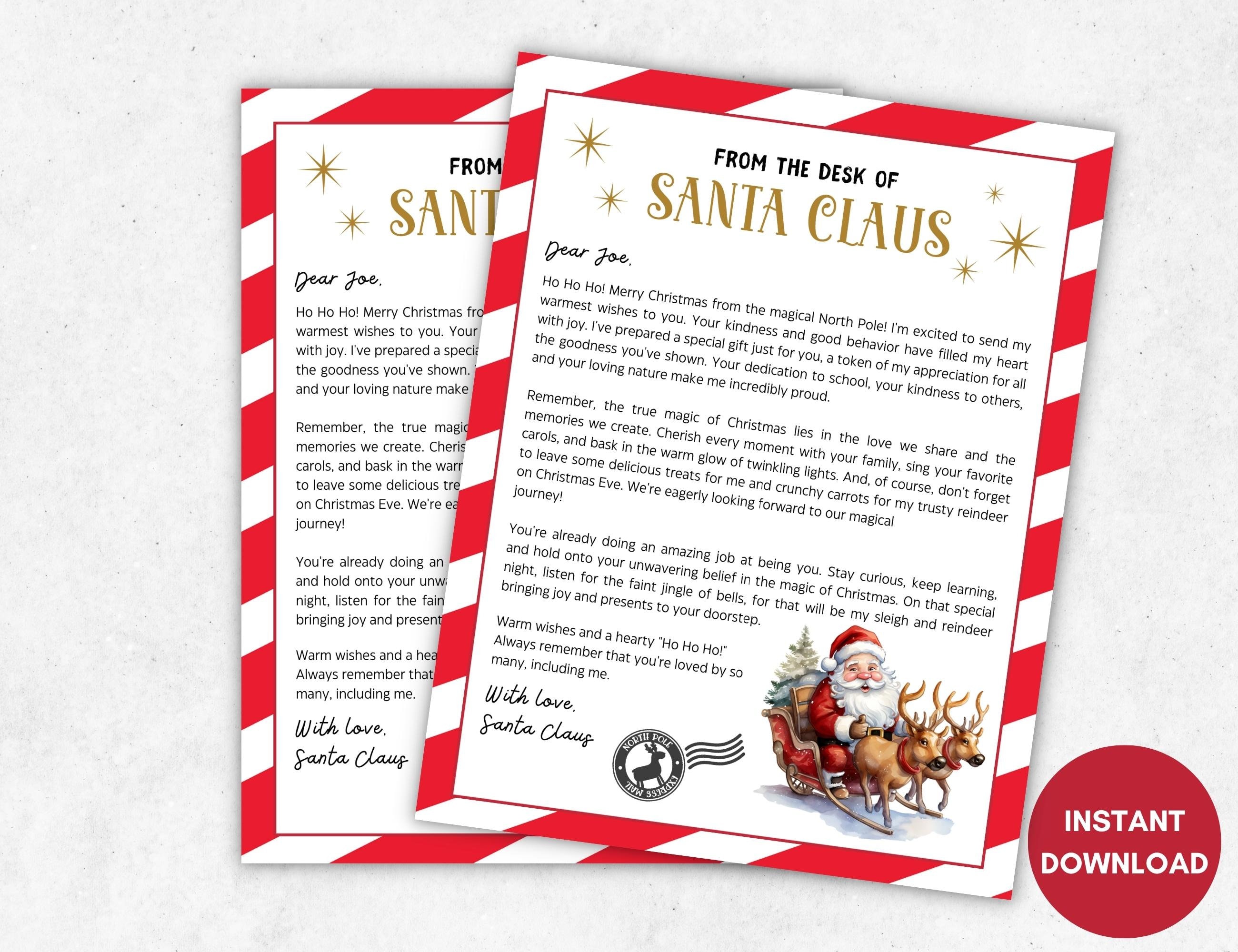 Editable Santa Letters, Personalized Santa Letter, Letter From Santa ...