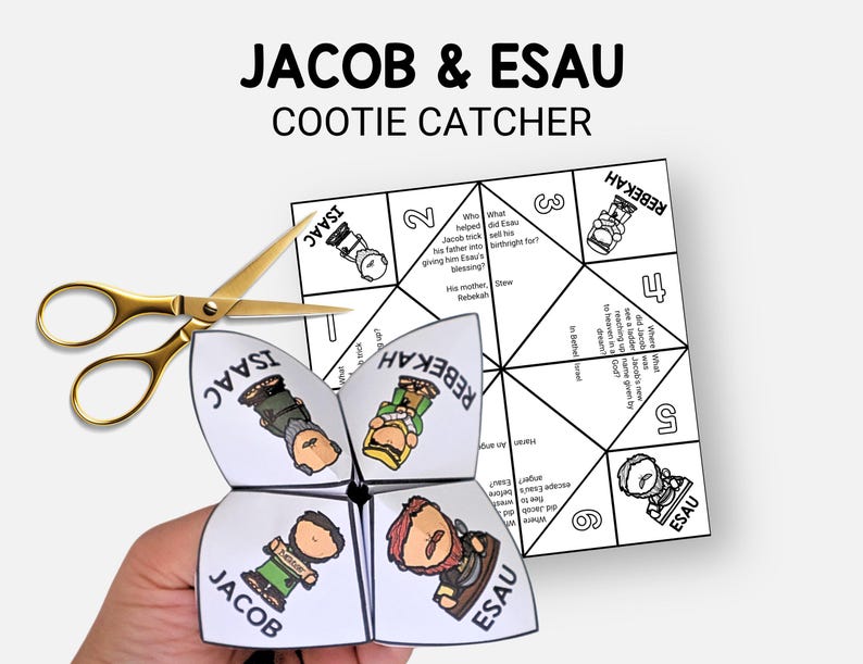 Jacob and Esau, Bible Story Cootie Catcher, Easy Sunday School Craft ...