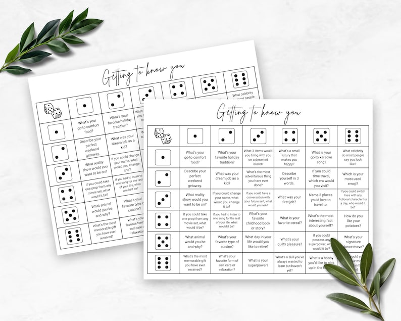 Printable Icebreaker Game, Get to Know You, Roll and Tell Dice Game ...