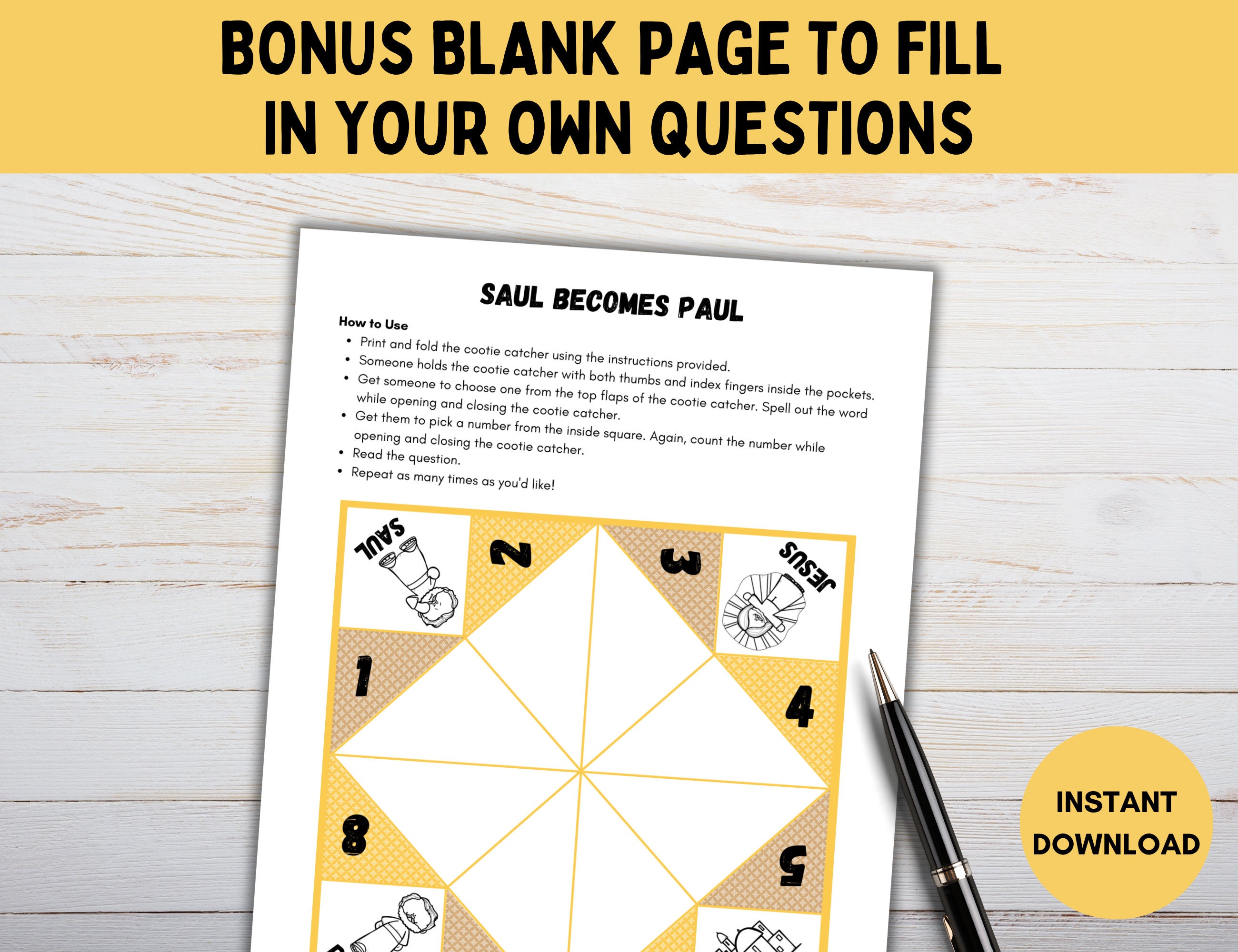 Saul Becomes Paul, Printable Cootie Catcher, Sunday School Craft, Kids ...