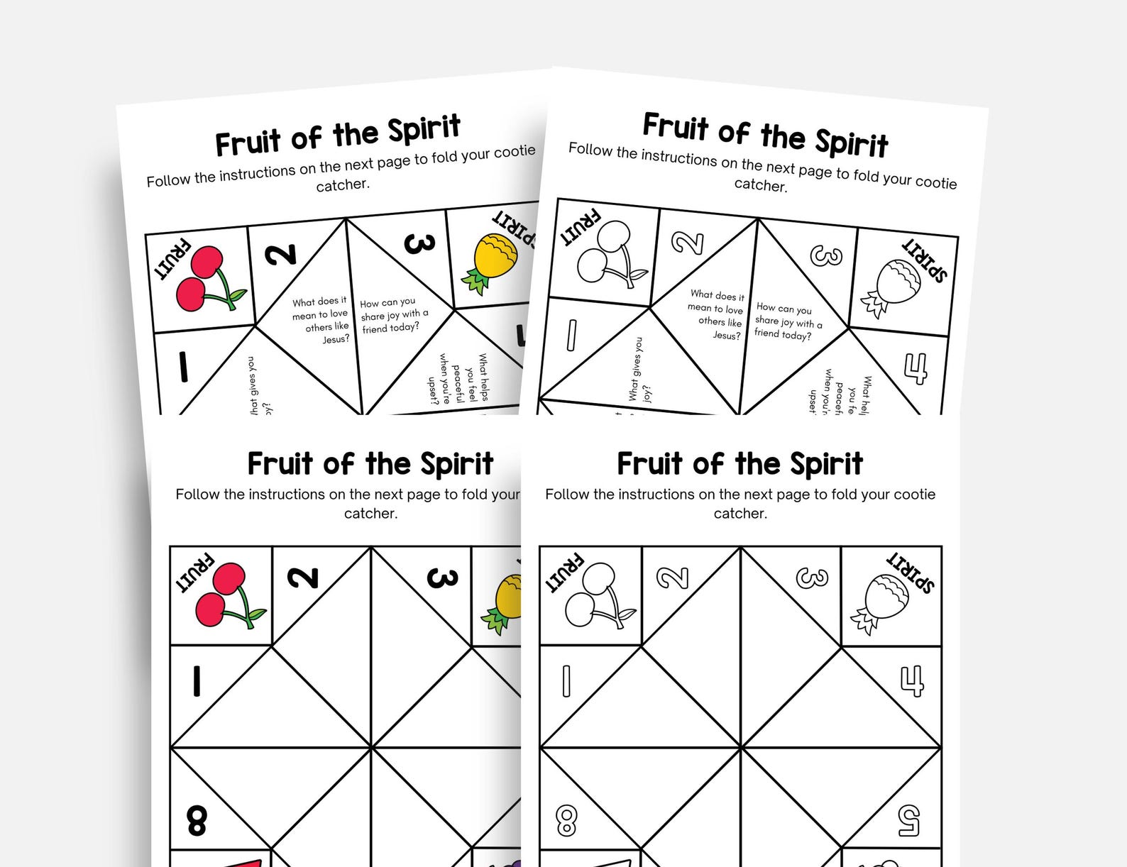 Fruit of the Spirit, Bible Cootie Catcher, Easy Sunday School Craft for ...