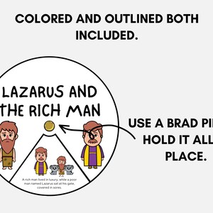 Lazarus and the Rich Man, Printable Bible Coloring Wheel, Sunday School ...