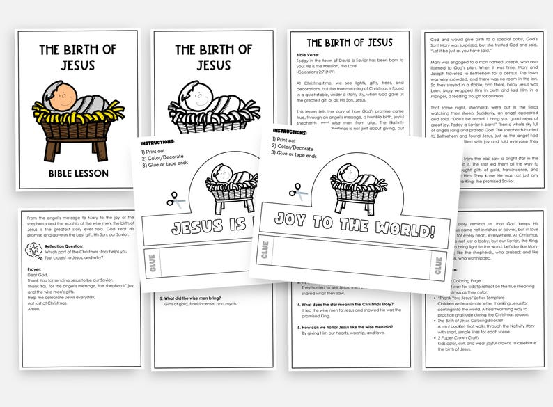Christmas Bible Lesson, Nativity Story Printable, Birth of Jesus Sunday ...
