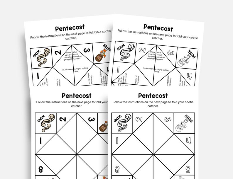 Pentecost Craft, Printable Holy Spirit Cootie Catcher, Day of Pentecost ...