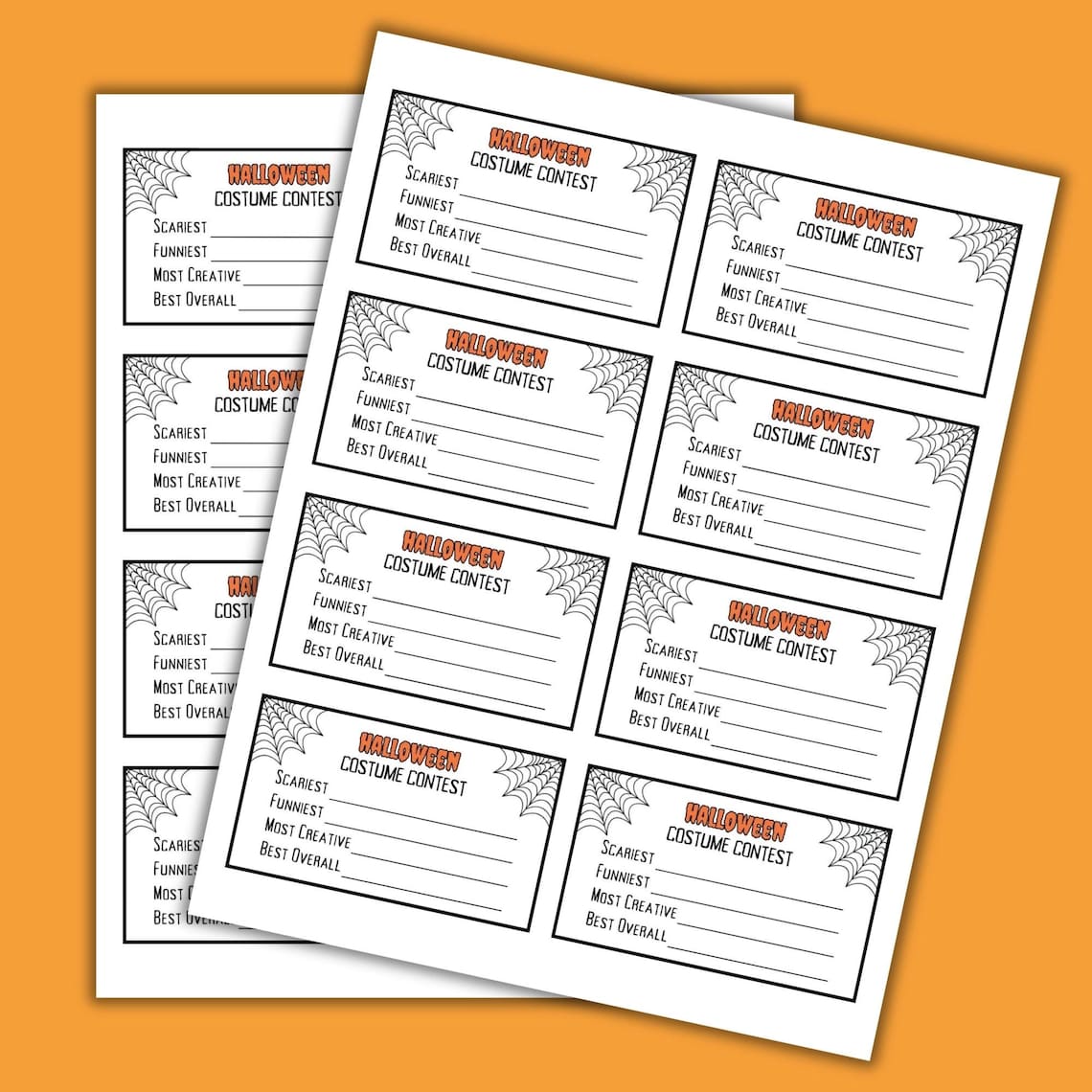 Halloween Costume Contest Voting Cards, Halloween Ballot Template for ...