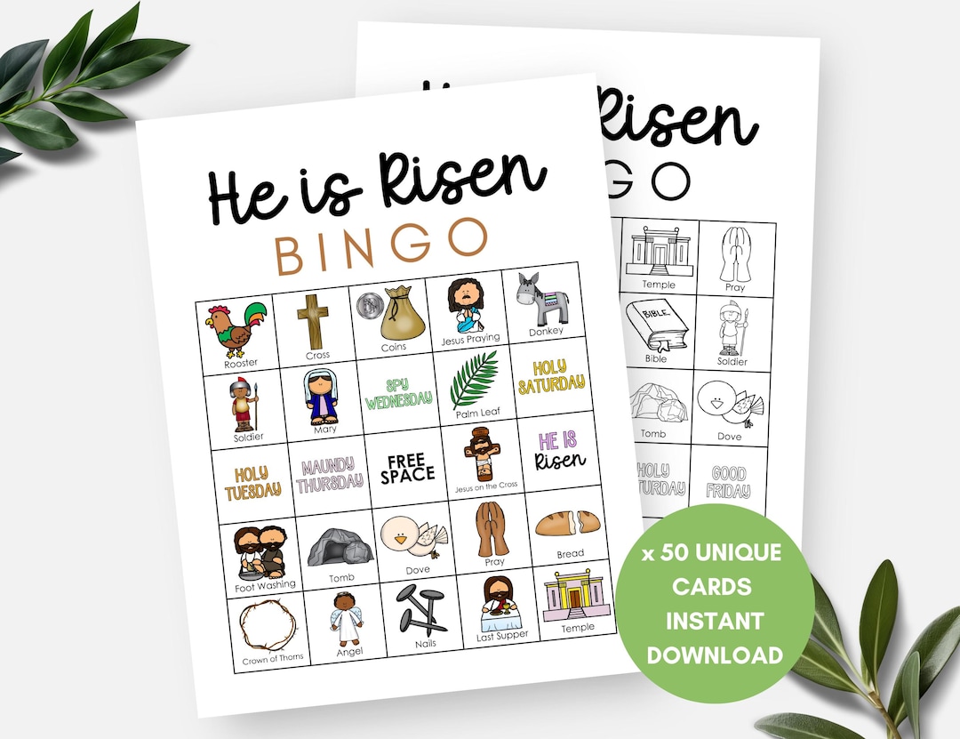 He is Risen Bingo, Printable Resurrection Bingo Cards, Lent Group Game ...