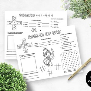 Armor of God, Ephesians 6 10, Printable Bible Activity Placemat, Sunday ...
