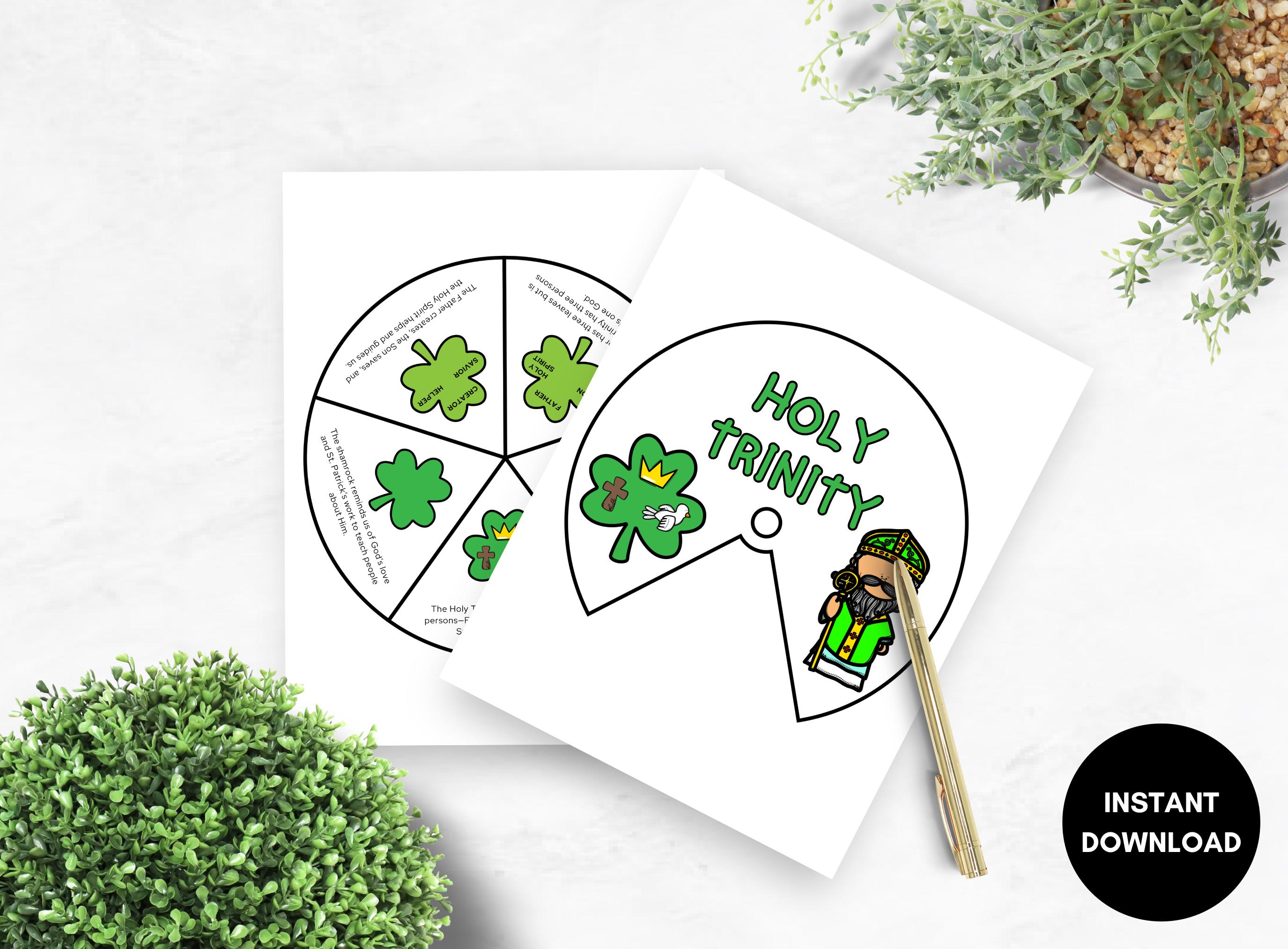 Shamrock Holy Trinity, Printable Christian St Patricks Coloring Wheel ...