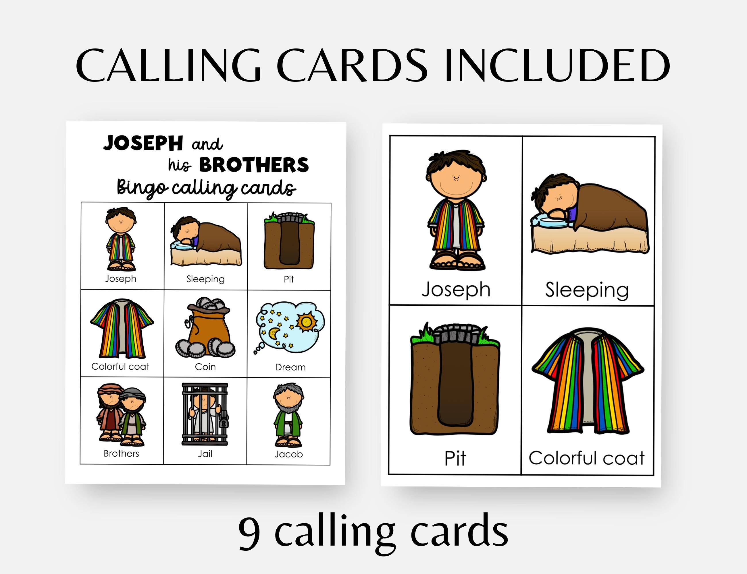 Joseph and His Brothers, 30 Bible Story Bingo Cards, Printable Sunday ...