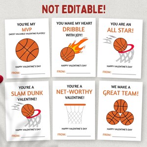 Printable Basketball Valentine's Day Cards, School Valentine Exchange ...