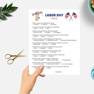 Labor Day Trivia, Fun Printable Labor Day Game for Kids and Adults ...