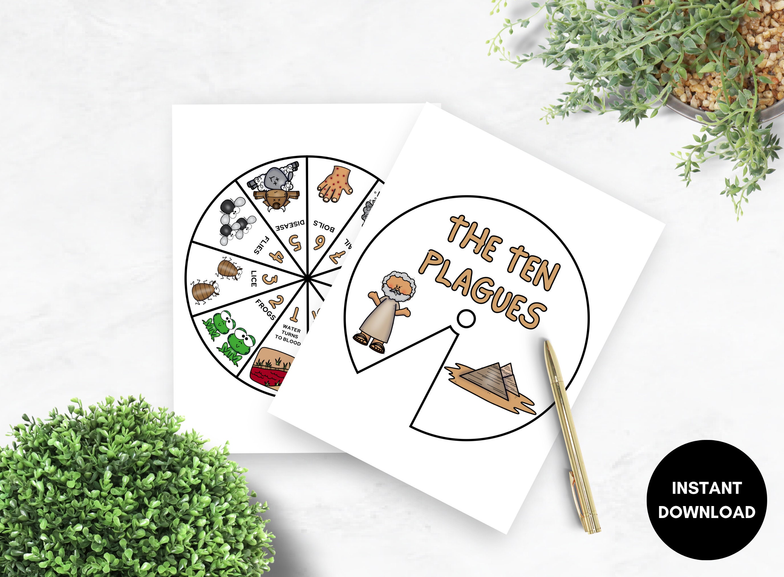 The Ten Plagues, Printable Bible Coloring Wheel, Sunday School Craft ...
