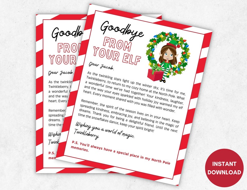 Editable Elf Letter, Goodbye Letter From Elf, Letter From Your Elf ...