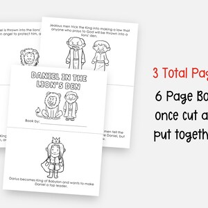 Daniel and the Lions Den, Printable Mini Bible Book, Sunday School ...