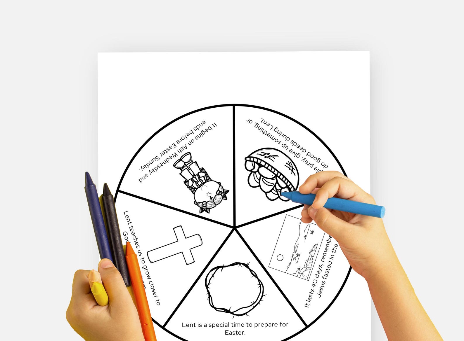 Lent Bible Coloring Wheel, Printable Sunday School Craft, Kids Holy ...