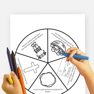 Lent Bible Coloring Wheel, Printable Sunday School Craft, Kids Holy ...
